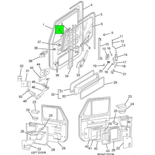 2029718C2 Navistar International | Door Glass Opening Seal Bottom Right ...