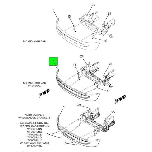 3610930C3 Navistar International | Front Bumper Aero 267 mm Quartz Gray ...