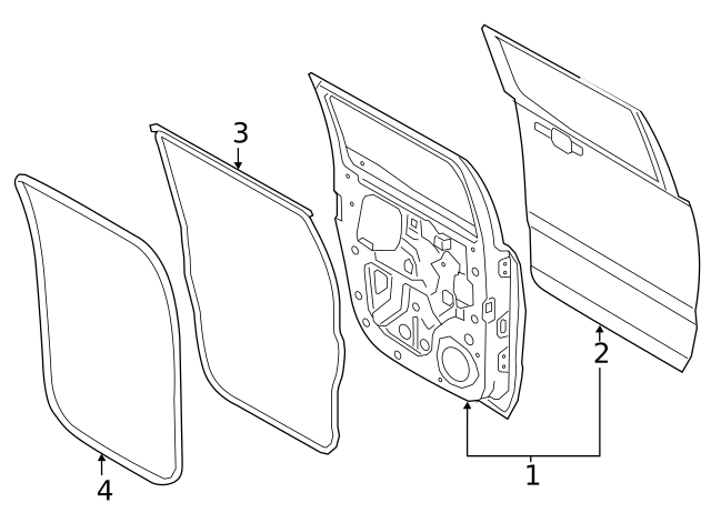 KB3Z2624630A Ford | Door Shell Complete Panel - Right Rear | Source One ...