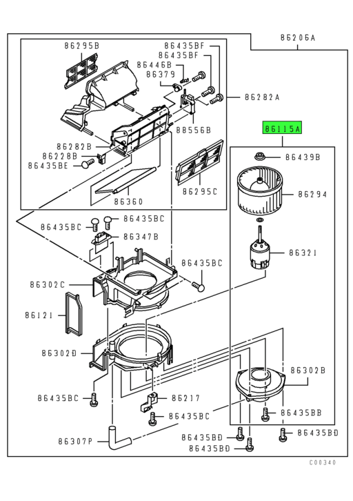 ME733725 Mitsubishi FUSO | Heater Blower Fan and Motor Assembly ...